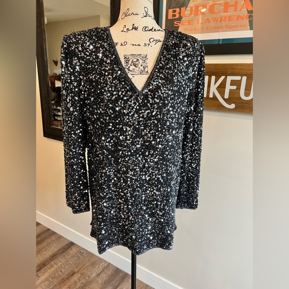 Scala | Tops | Vintage Scala Beaded Sequined Top Black And Very Sparkly ...